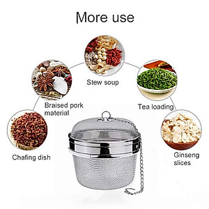 Stainless Steel 3 Inch Twist-Lock Spice Ball Chained Lid Sphere Mesh Tea Strainer Herb Spice Filter