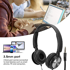 Wired Headphones, Wired Music Headset Noise Canceling Function Portable Wired Durable for PC(Black)