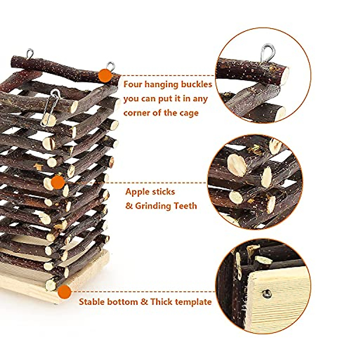 Linifar Rabbit Hay Feeder Wooden Hay Rack Chew Grass Ball Less Waste Manger Bunny Supplies Holder Cage Accessories Food Bowl for Guinea Pig Chinchilla Ferret