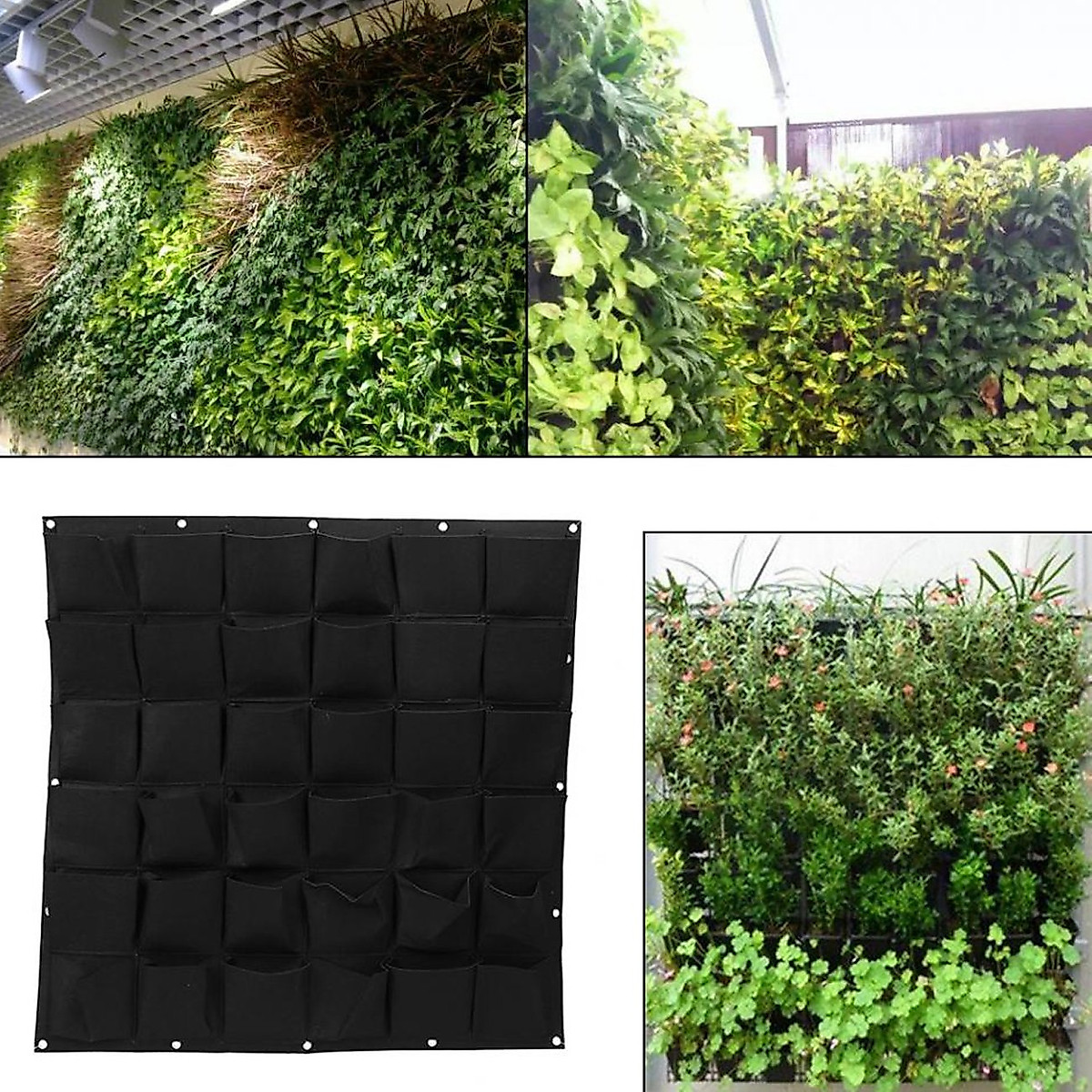 Ogrmar 36 Pockets Vertical Wall Garden Planter Plant Grow Bag for Flower Vegetable for Indoor/Outdoor (36 Pockets, Black)