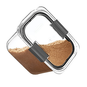 Rubbermaid Brilliance Airtight Food Storage Container for Pantry with Lid for Flour, Sugar, and Rice, 12-Cup, Clear/Grey