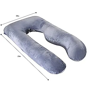 CDEN Pregnancy Pillow, U Shaped Full Body Pillow 55", Maternity Pillow Support for Back, Legs, Neck, HIPS for Pregnant Women with Removable Washable Velvet Cover(Grey)