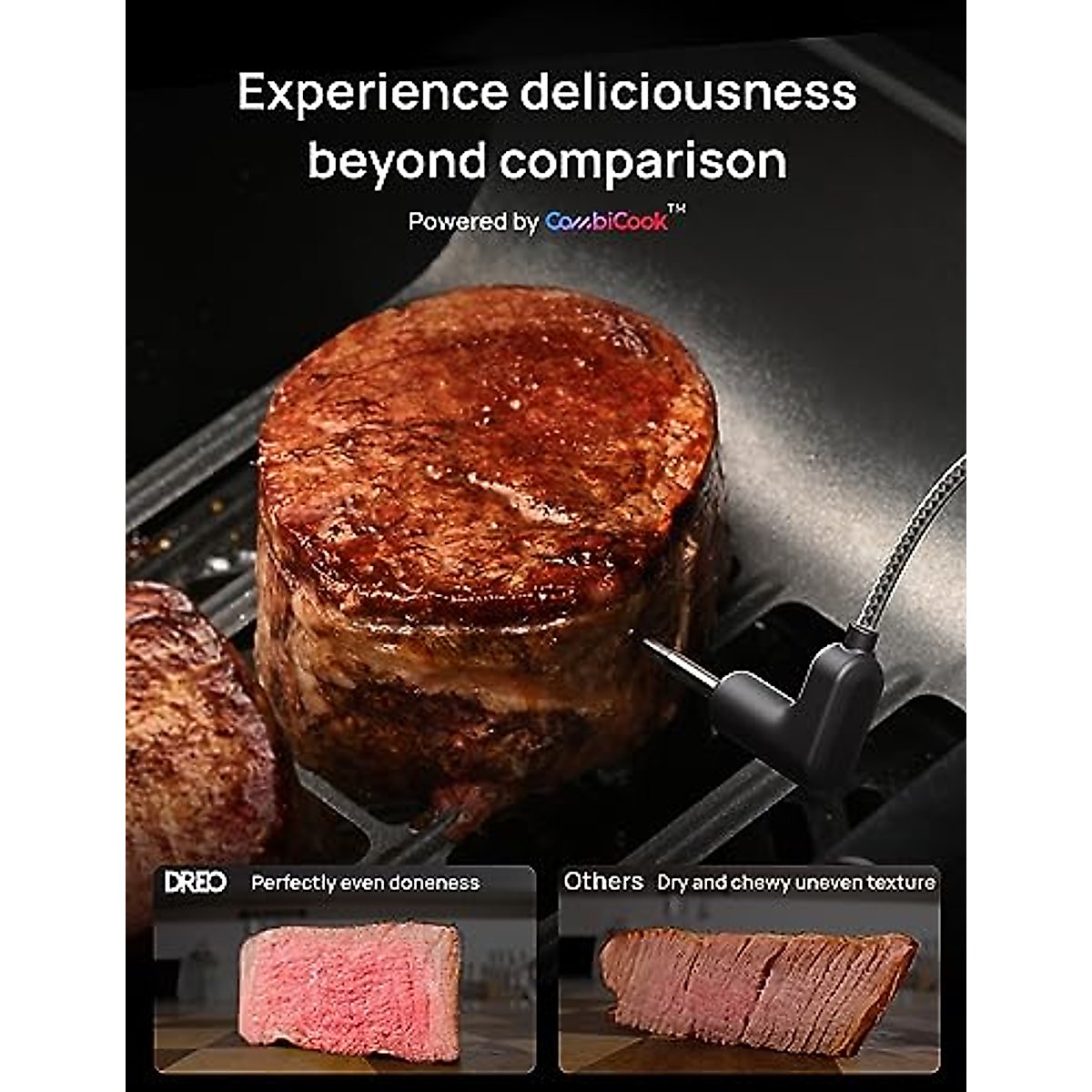 Dreo ChefMaker Combi Fryer, Cook like a pro with just the press of a button, Smart Air Fryer Cooker with Cook probe, Water Atomizer, 3 professional cooking modes, 6 QT