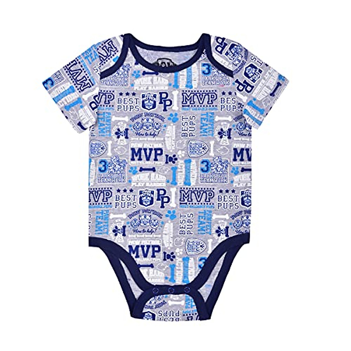 Paw Patrol Nickelodeon Boys’ Chase, Marshall and Rubble 3 Pack Bodysuits for Newborn and Infant – Blue/Grey