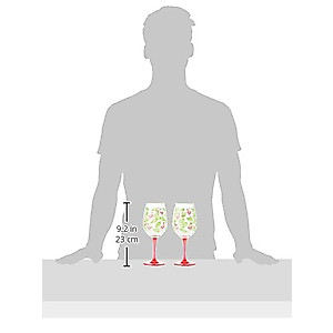 X&O Paper Goods Tropical Pink Flamingo and Palm Leaf Plastic Wine Glass Set, 2pcs, 16 oz., 3.5'' W x 8.75'' H