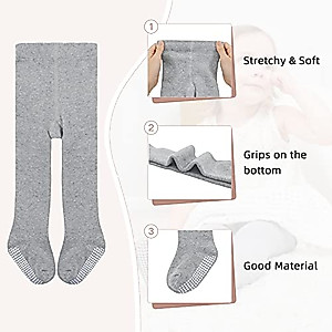 Baby tights with Non Slip Grips Newborn Socks Infant Leggings Ultra Soft Stockings for Baby Girls for 0-2T Baby White with Grippers 3-6 Months