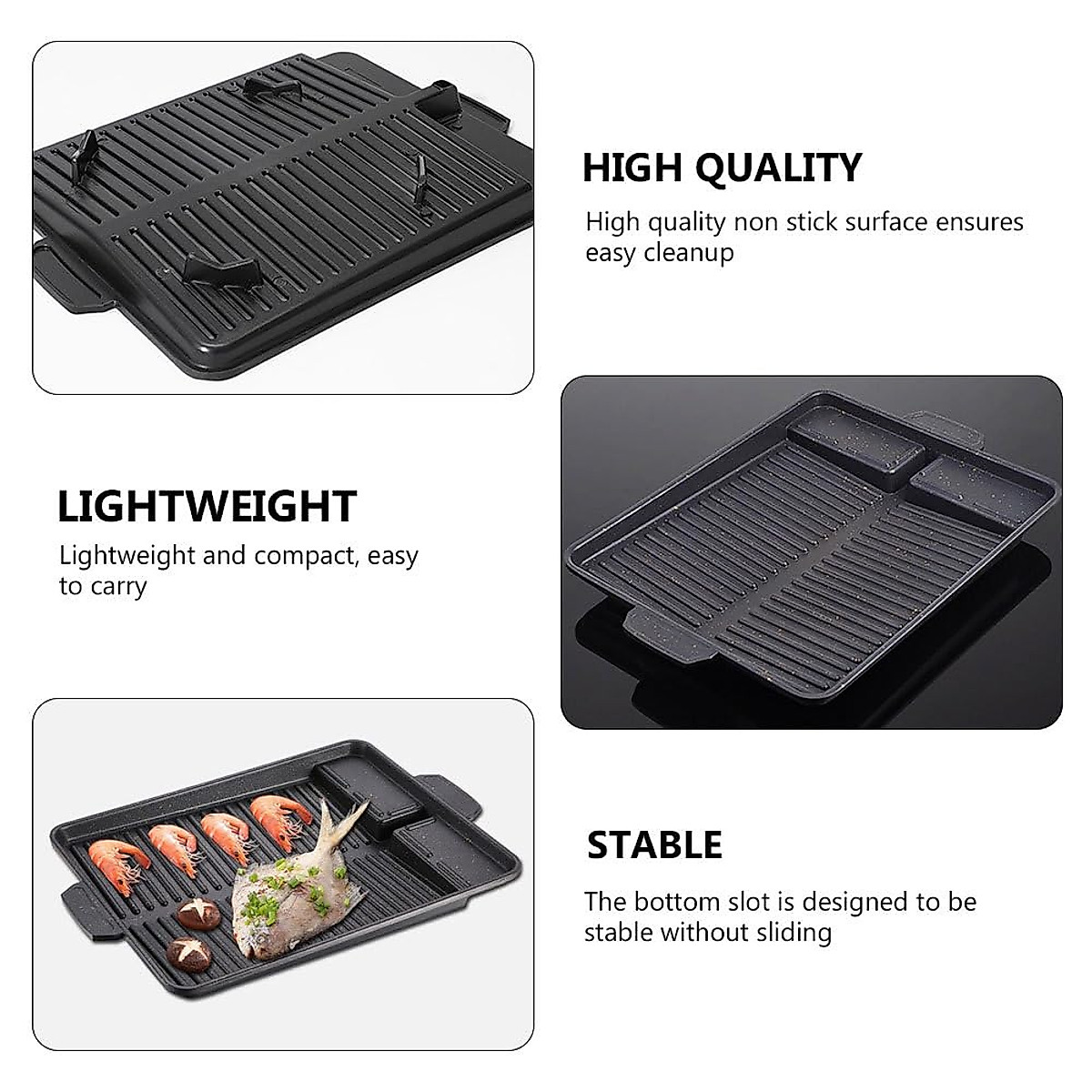 MAGICLULU 1pc Baking Pan Medical Stone Indoor Griddle Camping Stove Pan Nonstick Grill Plate Indoor Bbq Grill Stovetop Grill Pan Bbq Grill Accessories Gill Pan South Korea Portable Aluminum