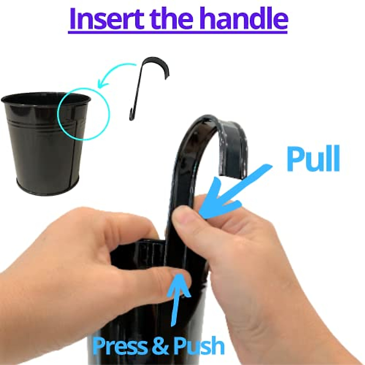 LaLaGreen Railing Planter 10 Pack, 6 Inch Hanging Flower Pot Black, Outdoor Large Metal Iron Fence Bucket, Balcony Garden Wall Deck Porch Patio Rail Decor Hanger Hook Farmhouse Balcony 6'''' (15cm)