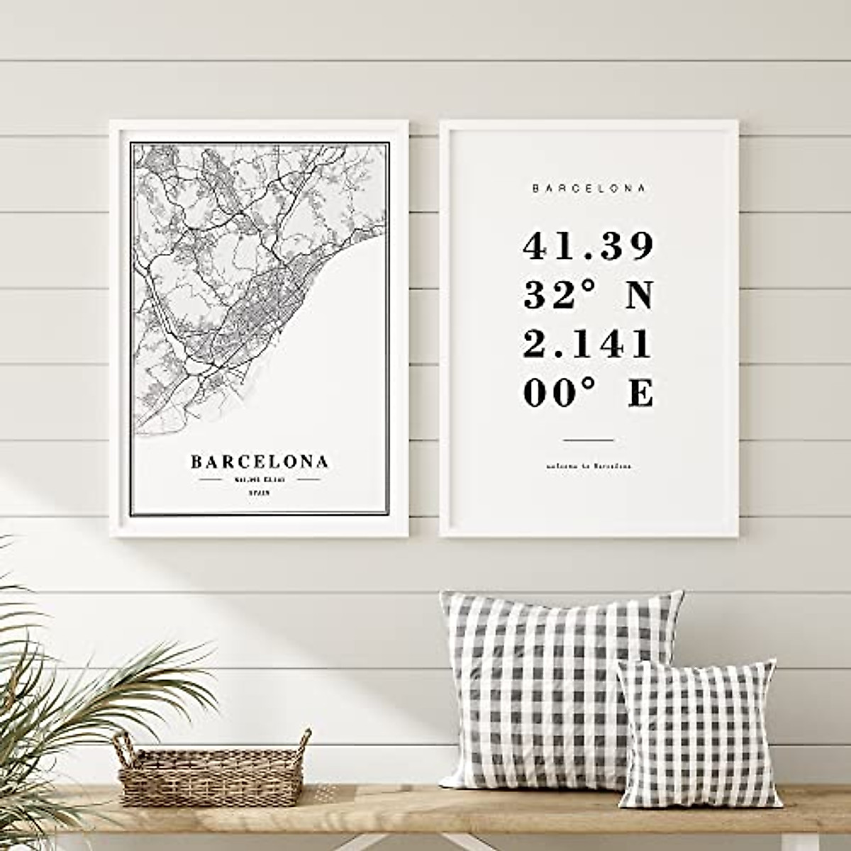 Dear Mapper Barcelona Spain View Abstract Road Modern Map Art Minimalist Painting Black and White Canvas Line Art Print Poster Art Print Poster Home Decor (Set of 3 Unframed) (12x16inch)