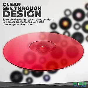 Mobile Pro Shop Acrylic Turntable Mat - Acrylic Slipmat for Vinyl LP Record Players - Improves Sound Quality & Provides Tighter Bass - Anti Static Platter mat (Red_lit)