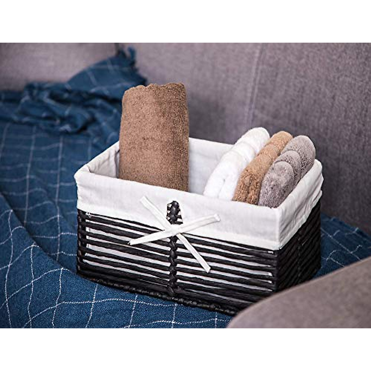 Home Zone Living Nursery Basket, 4-Pack, Black