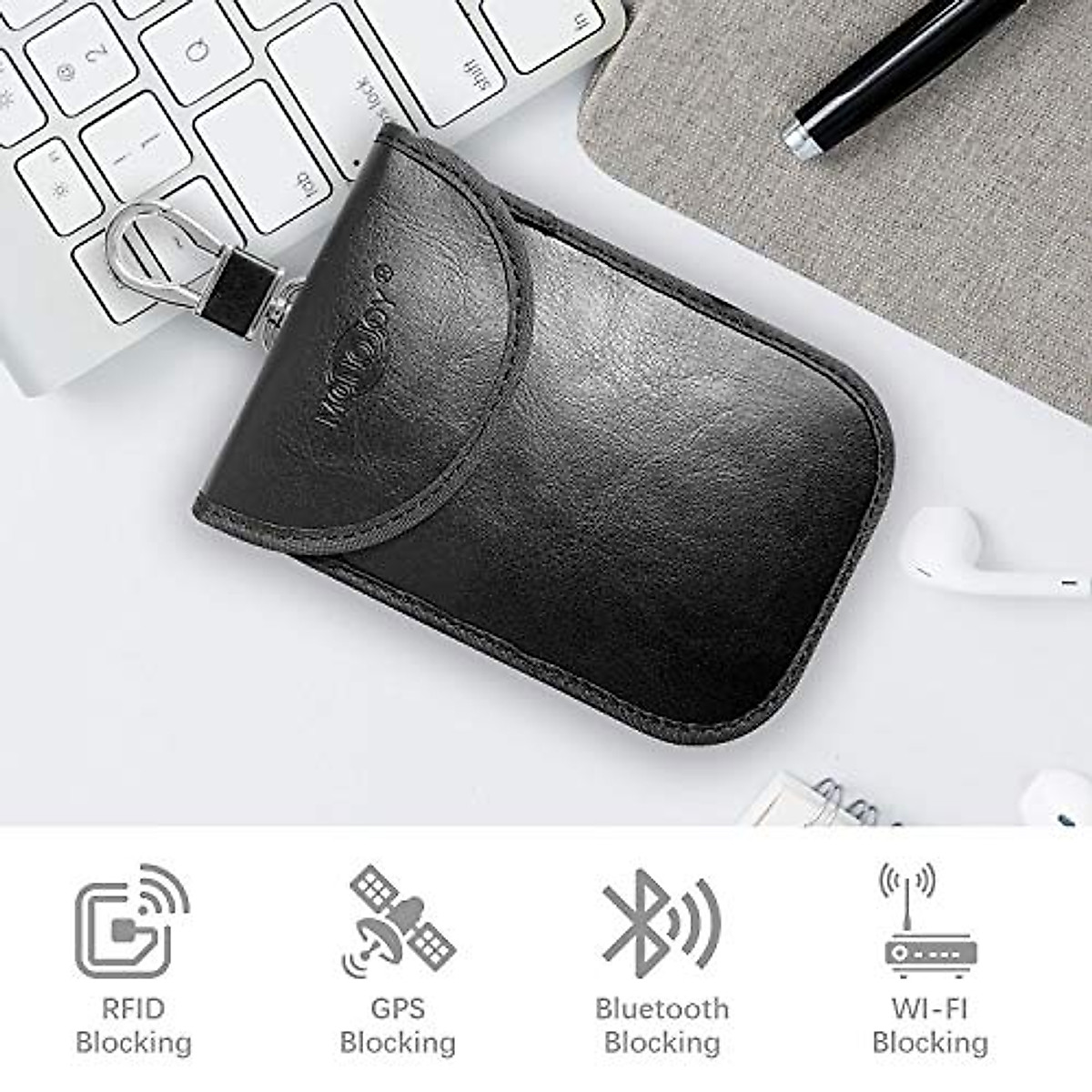 MONOJOY RFID Pouch Faraday Bags: Faraday Bag for Key Fob RFID Blocking Pouch RFID Key Fob Faraday Pouch for Key Fob Key Fob Protector | RFID Blocking Faraday Pouch Faraday Key Fob Key Fob Blocker