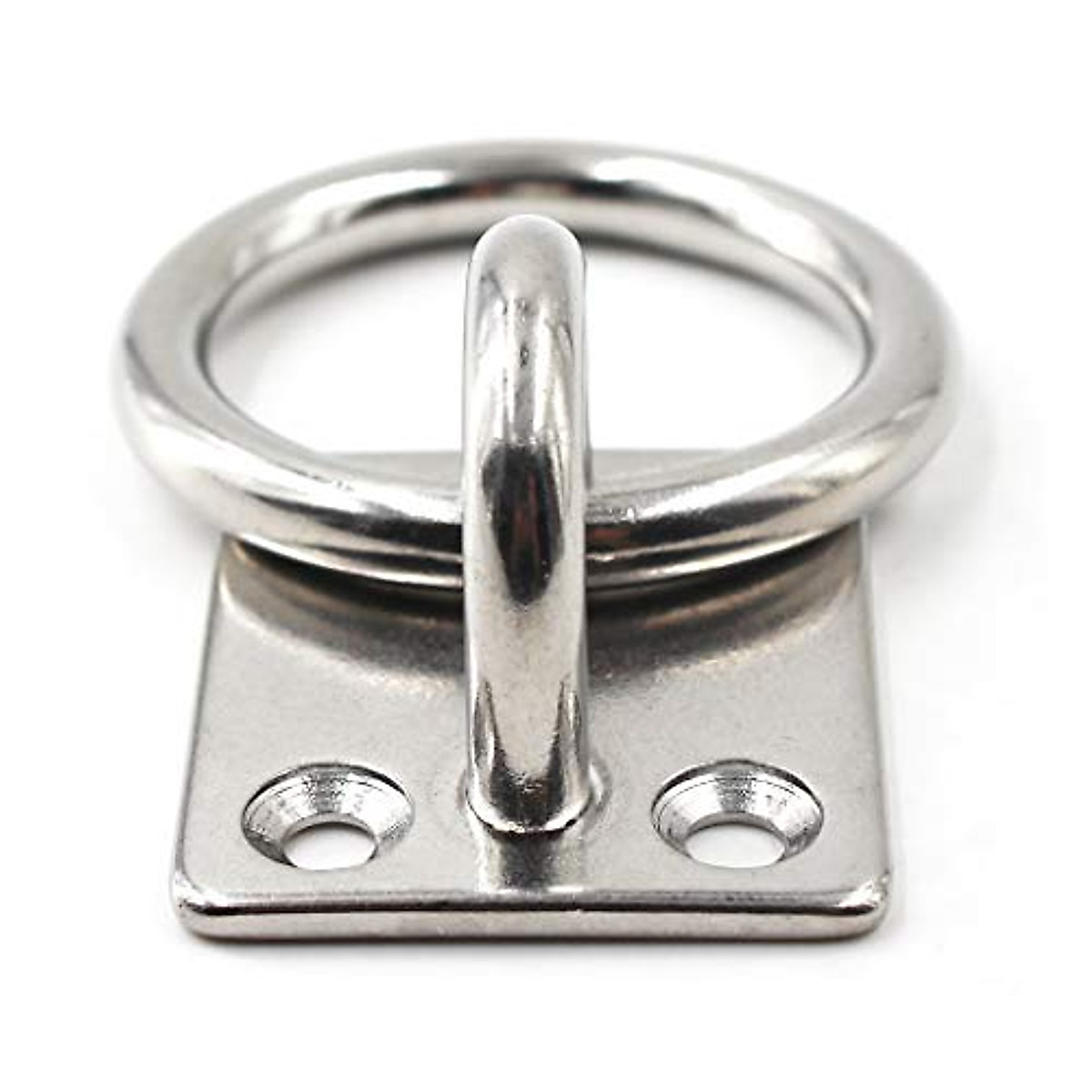 304 Stainless Steel Square Eye Pad Plate with Ring 5/16" 8mm Anchor Mount Great for Yoga Swings Hammocks/Boat Rigging/Marine Deck Hardware/Suspension Training Straps (2PCS)