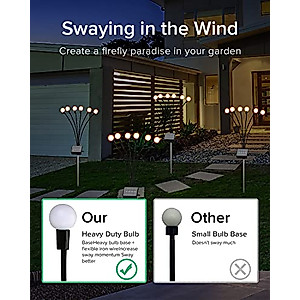 Kinaron Solar Garden Lights, New Upgraded Solar Powered Firefly Lights Outdoor Waterproof Starburst Swaying Solar Firefly Lights for Path Landscape Outdoor Decoration (2 Pack)