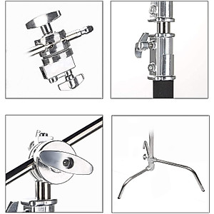 Sokani C Stand with Boom Arm [2023 New Upgrade Version] 100% Metal Max 10.8ft/330cm Adjustable Reflector Stand 4.2ft/128cm Holding Arm and 2 Pieces Grip Head, Bag Sandbag, Fish Mouth Clip included