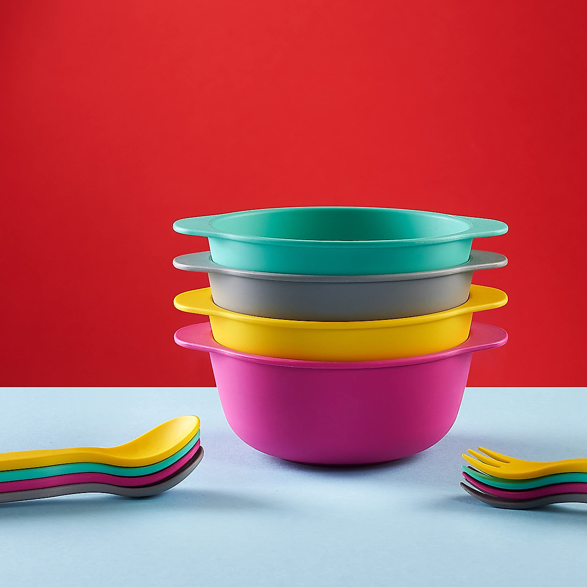 GET FRESH Plant-Based PLA Kids Bowls Set – 4-Pack Melamine Free Plant Based Snack Bowls for Kids and Toddlers – Small Biodegradable Plant-Based Childrens Dinnerware Bowls – Reusable PLA Kids Dishes