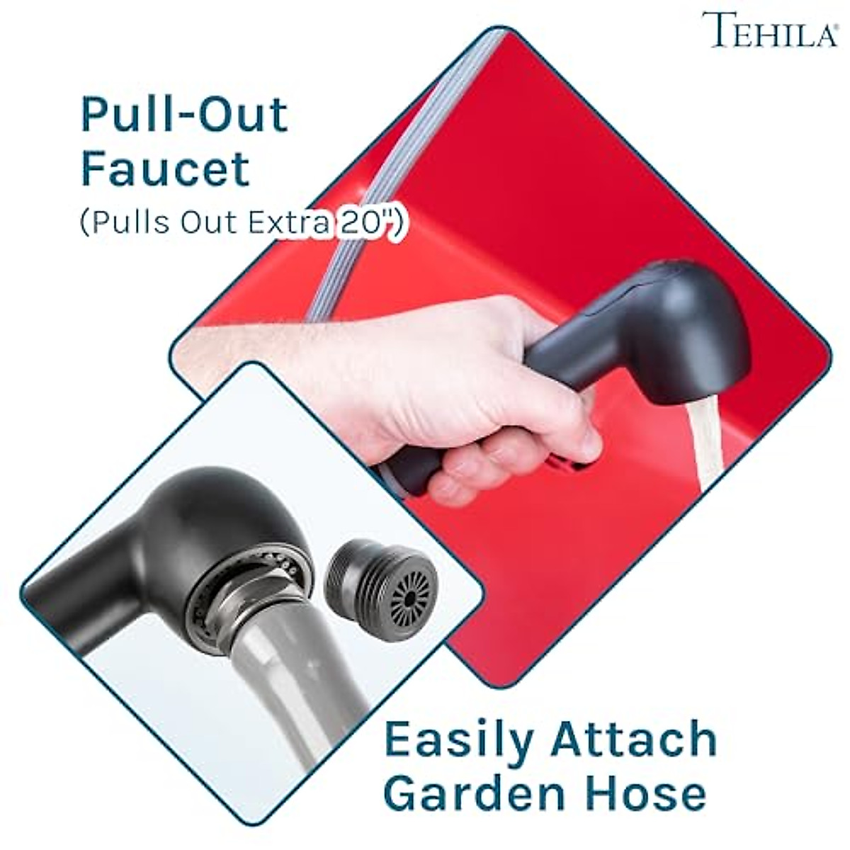 Grey Utility Sink Laundry Tub With Pull Out Faucet (PARENT) (Red Tub, Black Faucet)