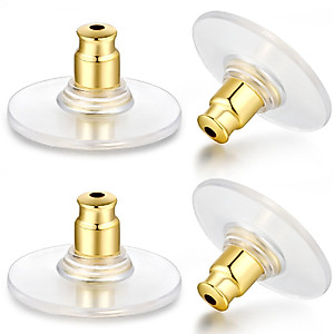 Earring Backs, Kerryjewl 100pcs Flat Earring Backs for Studs/Droopy Ears, Hypoallergenic Secure Screw on Earring Backs Earring Backings Earring Backs for Heavy Earring(Gold)