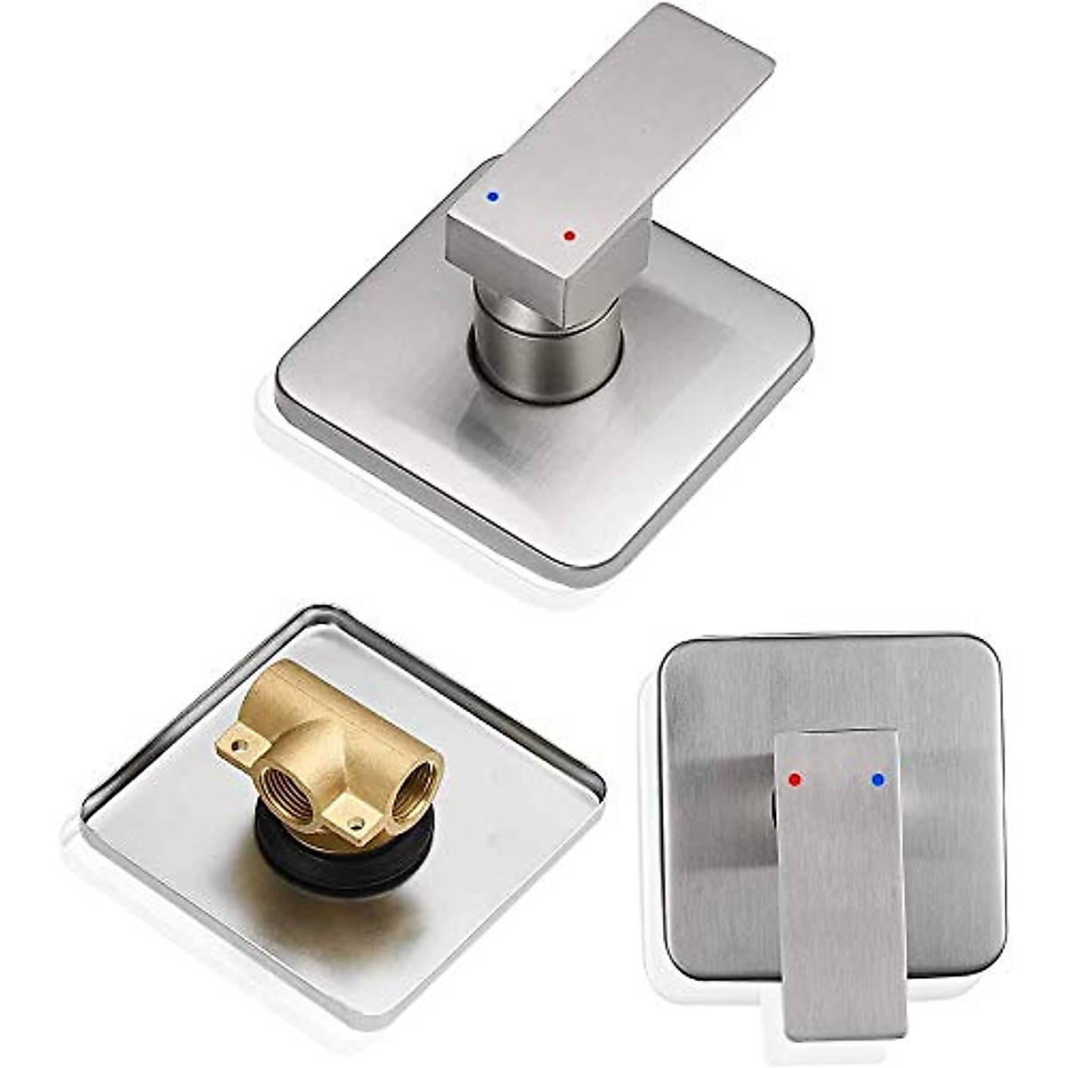 JingGang Shower Faucet Brushed Nickel Rain Shower Head Shower Faucets Sets Complete Bathroom Rainfall Shower System, Single Function Shower Trim Kit with Rough-in Valve