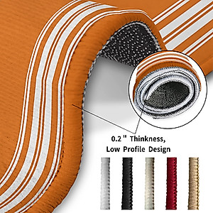 Orange Stripe Kitchen Rugs Set of 2,Country Garmhouse Thanksgiving Fall Holiday Water-Absorbing Runner Carpet Area Mat for Bedroom Bathroom Indoor Use Rubber Backing Accent Throw Washable Extra Large
