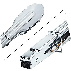 CCraft Set of 3 Stainless Steel Cooking Grilling Tongs Extra Long, for Kitchen and Barbecue Charcoal, 1.5 x 2 16 inches (a21452)