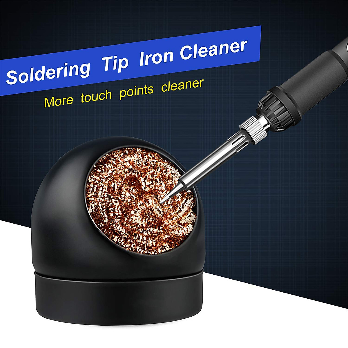 Generic Soldering Iron Tip Cleaner - Non-slip Solder Tip Cleaning Wire Ball & Base Holder Soft Coiled Brass Tip Cleaner Kit (No Water)