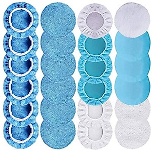 24 Packs Polishing Bonnet Pads - Including 12 Packs Microfiber Car Polishing Bonnet 4 Packs Waxing Bonnet 6 Packs Non-Woven Buffing pad and 2 Packs Cotton Bonnet for Car Polisher