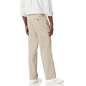 Amazon Essentials Men's Classic-Fit Wrinkle-Resistant Flat-Front Chino Pant (Available in Big & Tall), Khaki Brown, 34W x 32L