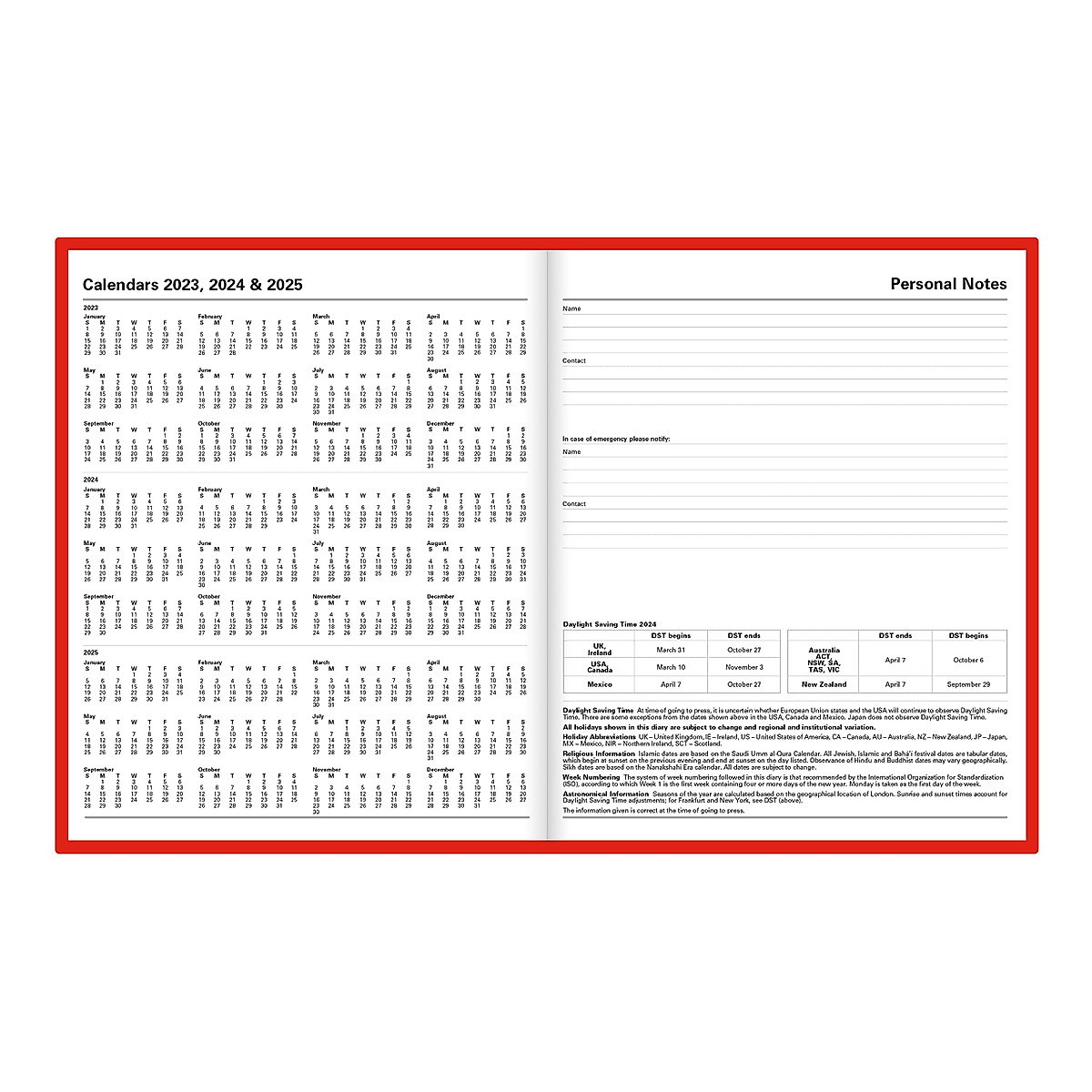 Letts of London Standard Daily Planner, 12 Months, January to December, 2024, Day-Per-Page, Quarto Size, 10.25" x 8.25", Burgundy (C10YBY-24)