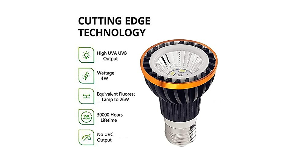 UVA UVB Reptile Light Bulb - Full Spectrum LED UVB Sun Lamp for Reptiles