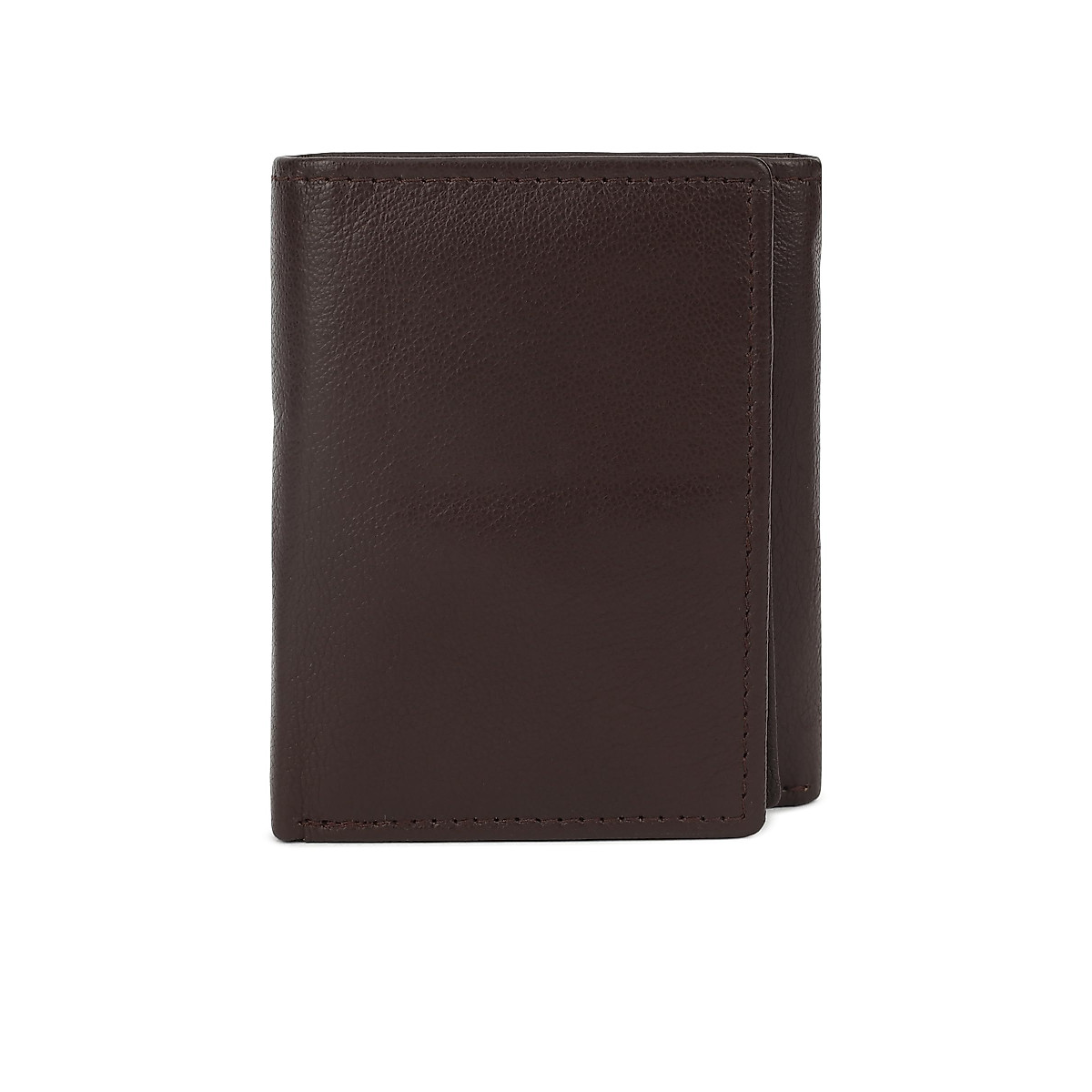 Leatherboss Genuine Leather Boys Slim Compact Flap Id and Coin Pocket Trifold Wallet for men women, Dark Brown
