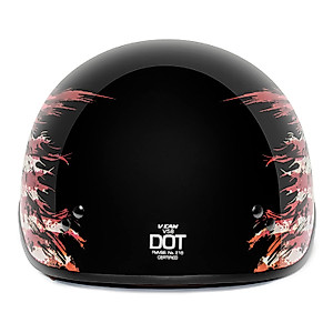 VCAN Cruiser Half Face Motorcycle Helmet with Drop-Down Sun Visor, Removable Peak and Quick Release Buckle
