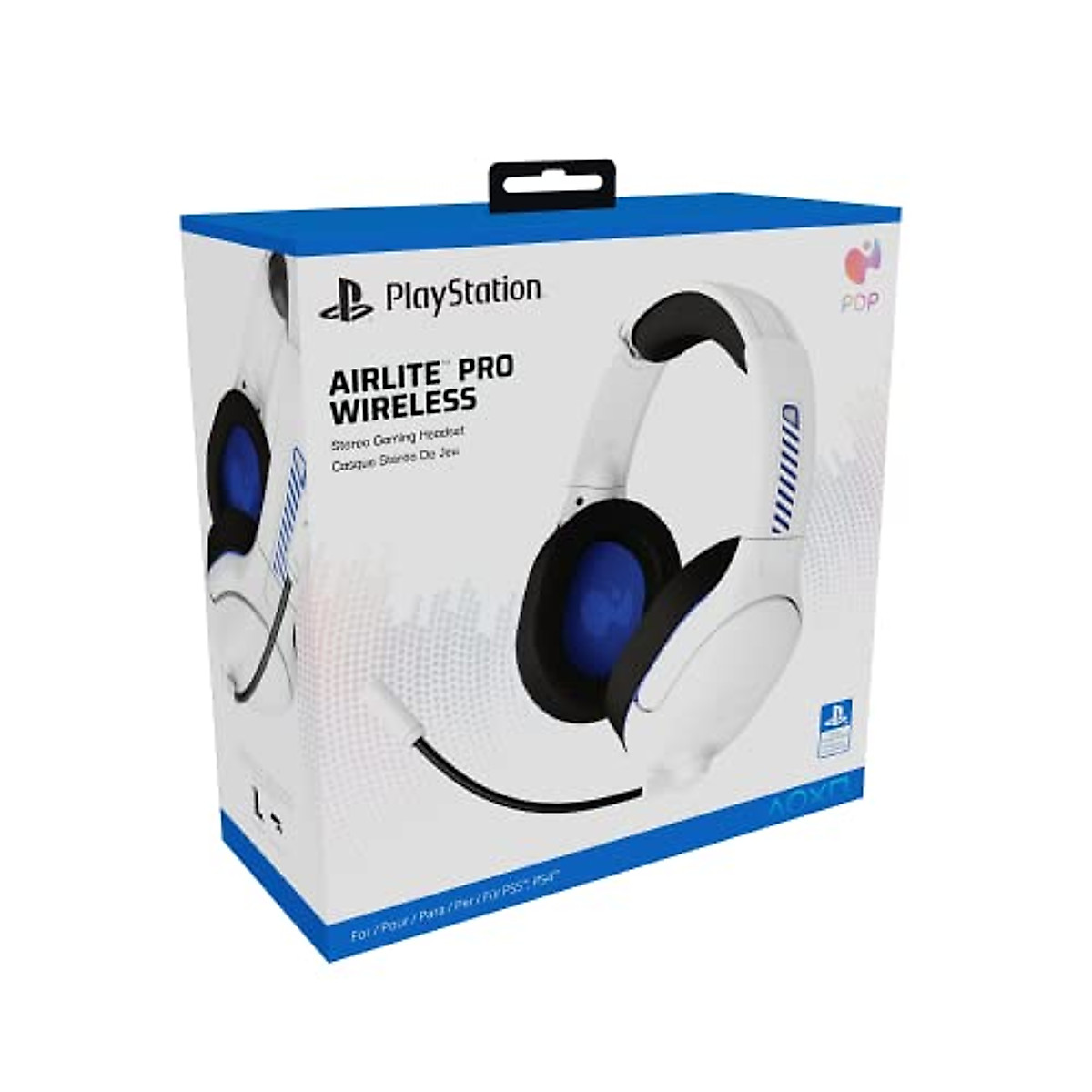 PDP AIRLITE PRO Wireless Power Stereo Gaming Headset with Noise Cancelling Microphone: Compatible with PS5/PS4/PS3 Console/PC, Comfortable Lightweight Headphones, Long Battery Life (Frost White)