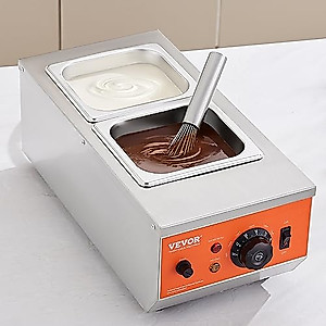 VEVOR Chocolate Tempering Machine, 9 Lbs 2 Tanks Chocolate Melting Pot with TEMP Control 86~185℉, 800W Stainless Steel Electric Commercial Food Warmer For Chocolate/Milk/Cream Melting and Heating