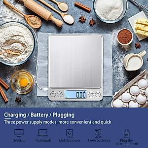KUBEI Upgraded Large Range Small Kitchen Scale, USB Charging Mini Food Electronic Scale, High Accuracy Cooking Scale, Pocket Scale with LCD Display, 1kg/0.01