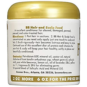 Bronner Brothers BB Food and Scalp Nourishment for Relaxed & Pressed Hair, 6 Ounce
