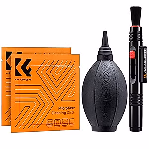 K&F Concept 4-in-1 Camera Cleaning Kit with Lens Brush Pen, Rocket Air Blower, Microfiber Cleaning Cloth, Lens Cleaner Kit for Canon Nikon Pentax Sony DSLR Cameras Cleaning Tool Accessories