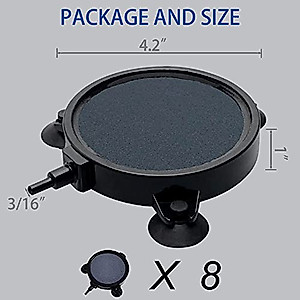 kathson 4.2-Inch Air Stone Disc Bubble Diffuser 8 PCS with Suction Cups Fish Tank Air Pump Round Dissolved Oxygen Airstone Decoration for Hydroponics Pond Aquarium Aquaponics