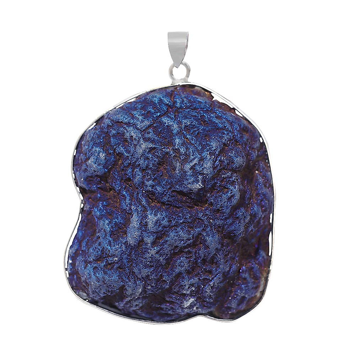 CXD-GEM Natural Agate Titanium Coated Crystal Geode Druzy Gemstone Pendant Hand-wrapped Pendant for Jewelry(Blue)