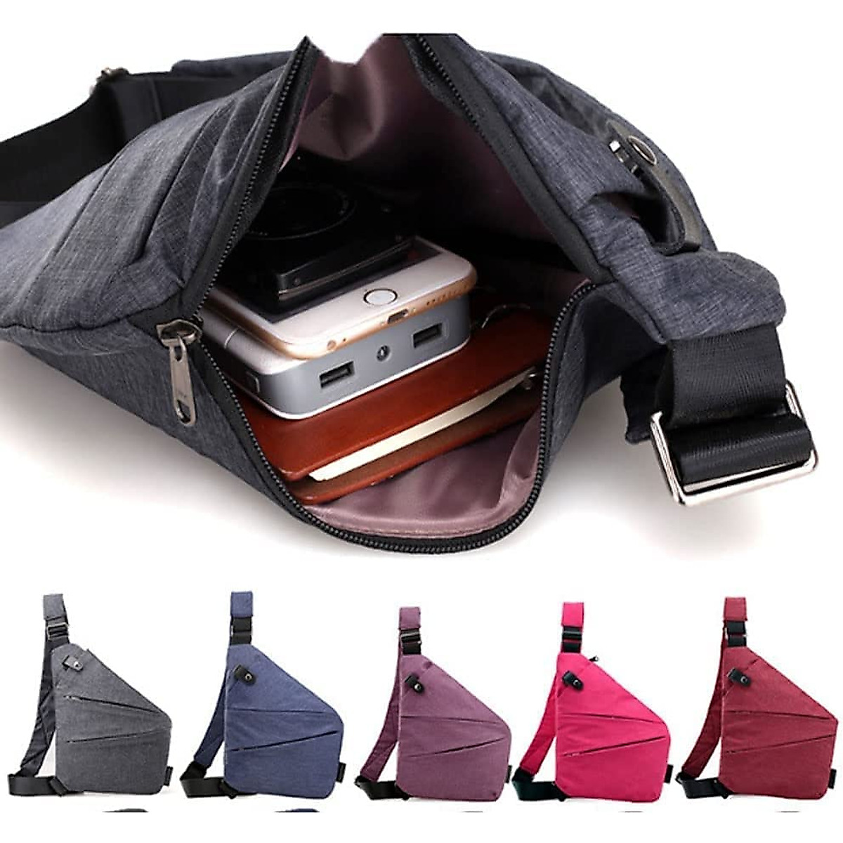 MAXTED Valcen Personal Pocket Bag for Travel, Anti-Thief Crossbody Personal Pocket Bag for Men,Side Crossbody Backpack for Outdoor (Black, Right Handed)