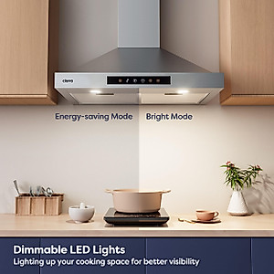 CIARRA Wall Mount Range Hood 30 inch 760m3/h Ducted Convertible Ductless Range Hood Vent in Stainless Steel CAS75308