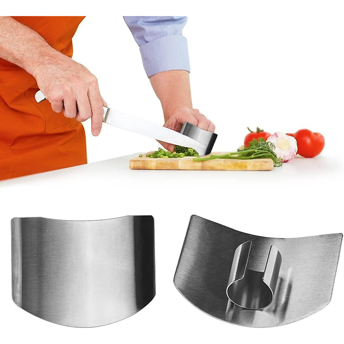 2Pcs Stainless Steel Finger Guard, 2023 New Finger Protector for Cutting Food, Premium Slicing Tool Finger Protectors when Cutting, Slicing, Dicing, Chopping Vegatables Kitchen Knives and Accessories