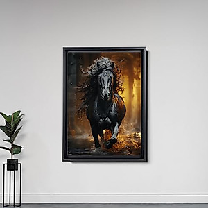 Majestic Black Stallion Galloping In The Clouds, Black Horse On Salt Flats, Canvas Print, Black Horse Print, Black Horse Wall Art, Decor Canvas, Art Decor