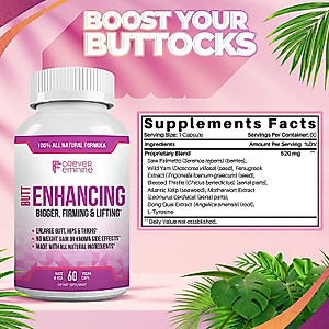 Forever Feminine Premium Butt Enhancer Pills - Big Butt Growth Formula - Shape, Lift, and Firm - Bigger Booty Glute Enhancement Products - 60 ct