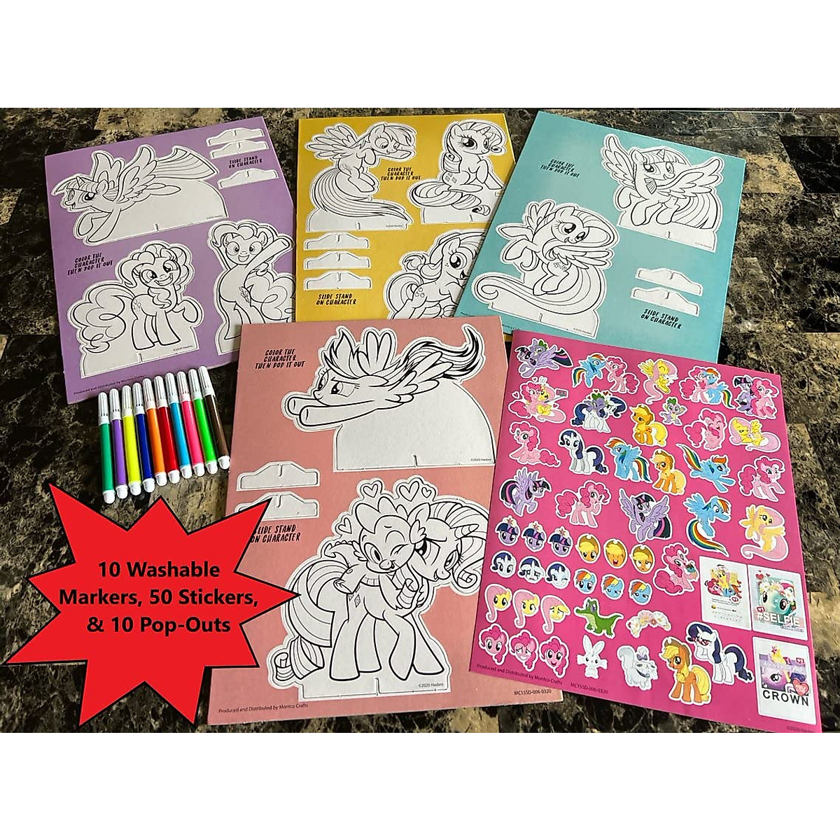 Montco Crafts My Little Pony Coloring Kit Pop Outz and Activity Play Set with Markers, Stickers and More