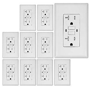 Everelectrix 10 Pack GFCI White Outlet Receptacle, Tamper Resistant GFCI Outlet 20 Amp/125-Volt, Self-Test Function with LED Indicator 20 Amp GFCI Outlets, UL/cUL Listed, Wall Plate Screws Included