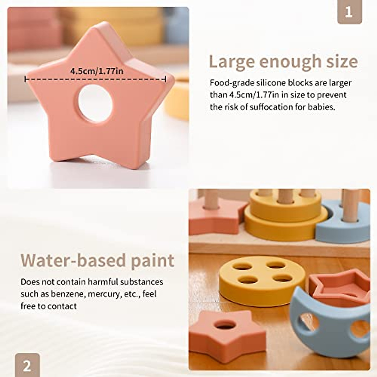 Samonyed Shape Sorter Toys for Toddlers 1-3 Montessori Stack Toy Car for 1 Year OldBaby Blocks Sorting Wooden&Silicone Educational Car Stacking Toys Montessori Toy1 2 3 Year Old Girls Boys Gifts