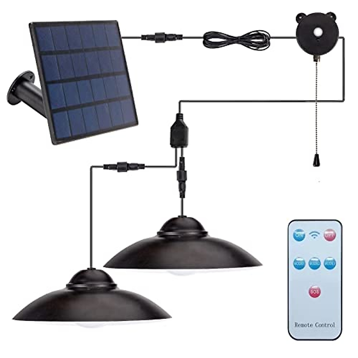 Yrbxsky Solar Shed Light Indoor Outdoor, Solar Pendant Light Motion Sensor Daytime Work with Pull Cord & 4Lighting Modes, Solar Powered Hanging Lights for Garage, Garden, Gazebo, Patio, Chicken Coop