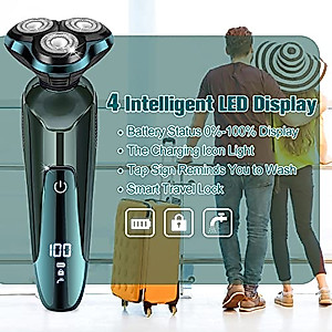 Electric Razor for Men, 2023 Men’s Electric Shavers Rotary LED Display/Waterproof/Rechargeable, Electric Shaver for Men Cordless Floating Head Replaceable Blades Portable Travel Razor Idea Gift