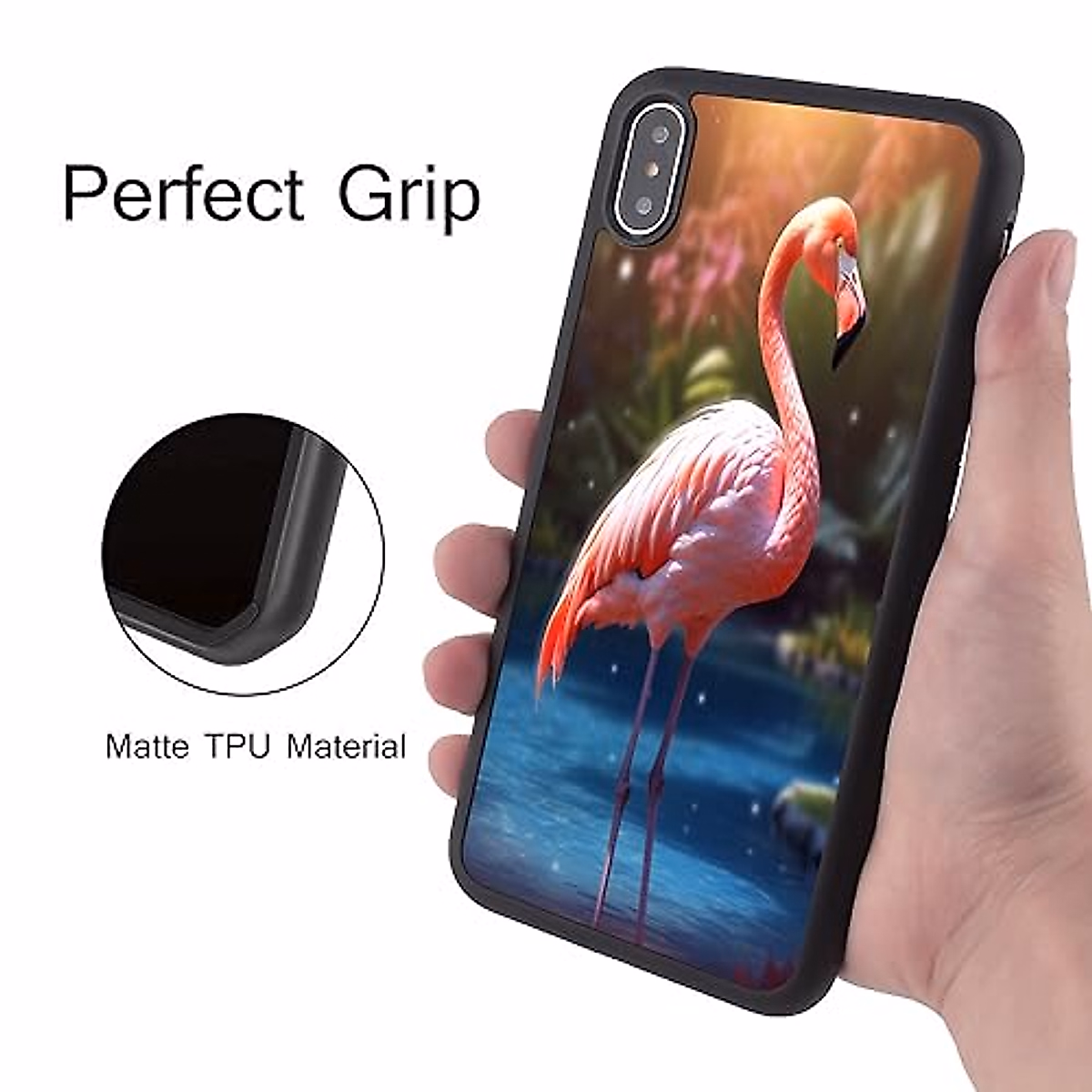 Elgzigok Black TPU Case Fits iPhone Xs Max with Flamingo-aa18 Pattern Design Black Soft TPU Slim Fit Anti Scratched Protection Cover Case for iPhone Xs Max